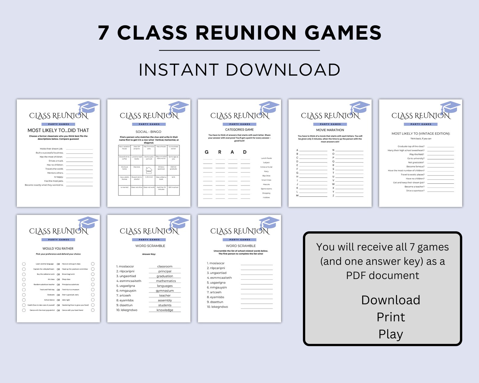 Class Reunion Games, High School Reunion Icebreaker - Etsy
