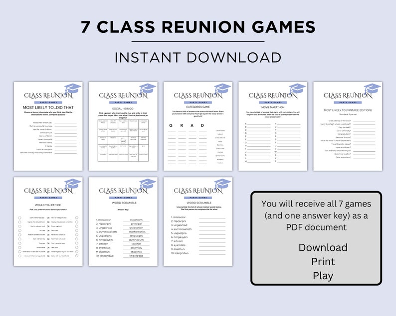 Class Reunion Games, High School Reunion Icebreaker - Etsy