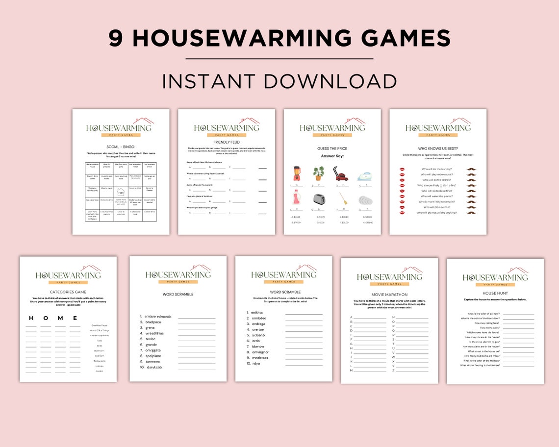 Housewarming Party Games, Printable Icebreaker, Moving-in Games - Etsy