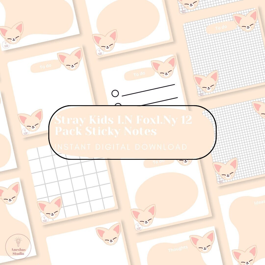 Stray Kids I.N Foxl.ny SKZOO Sticky Notes 12 Pack. 12 Different Designs ...