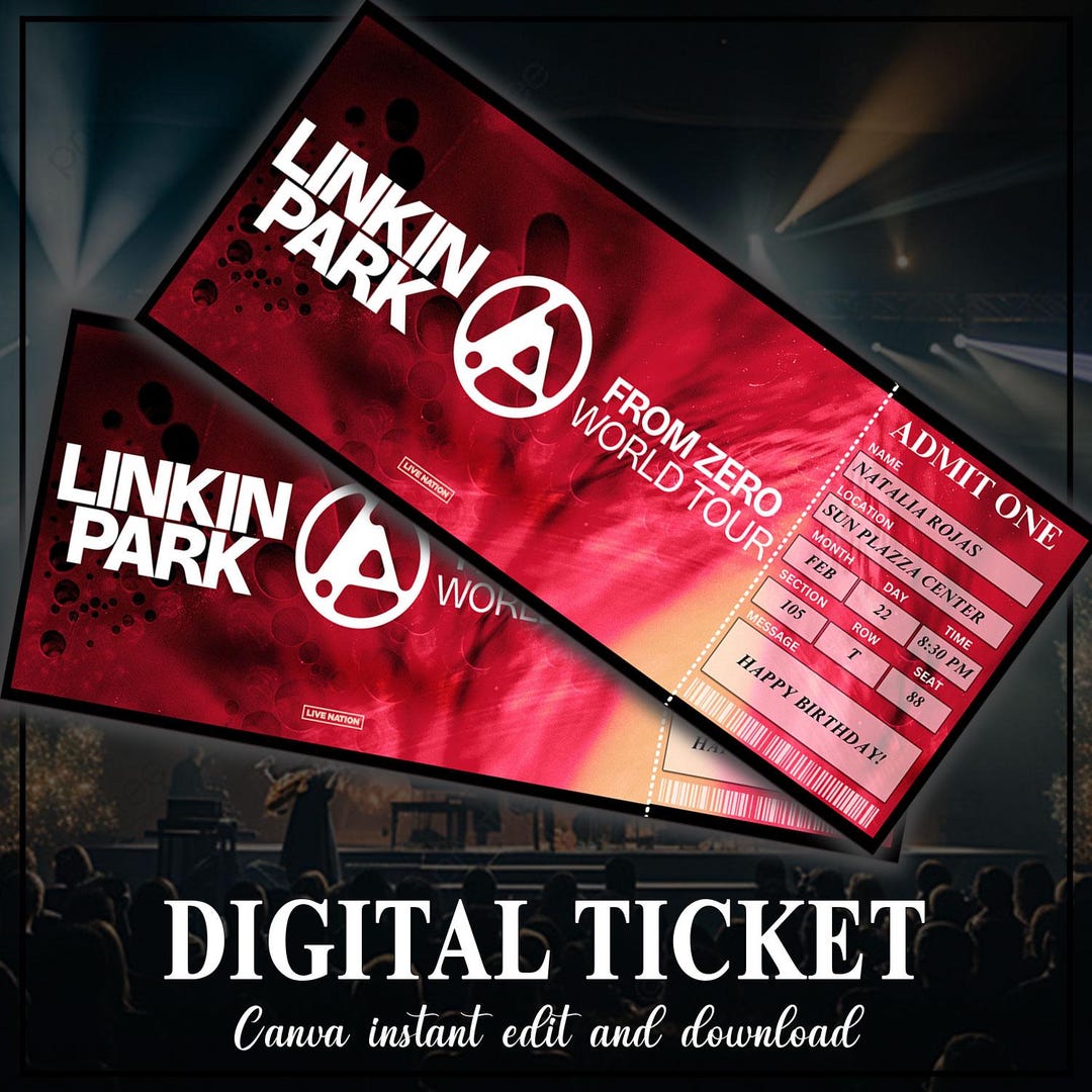 Printable Linkin Park From Zero World Tour, Printable Keepsake ...