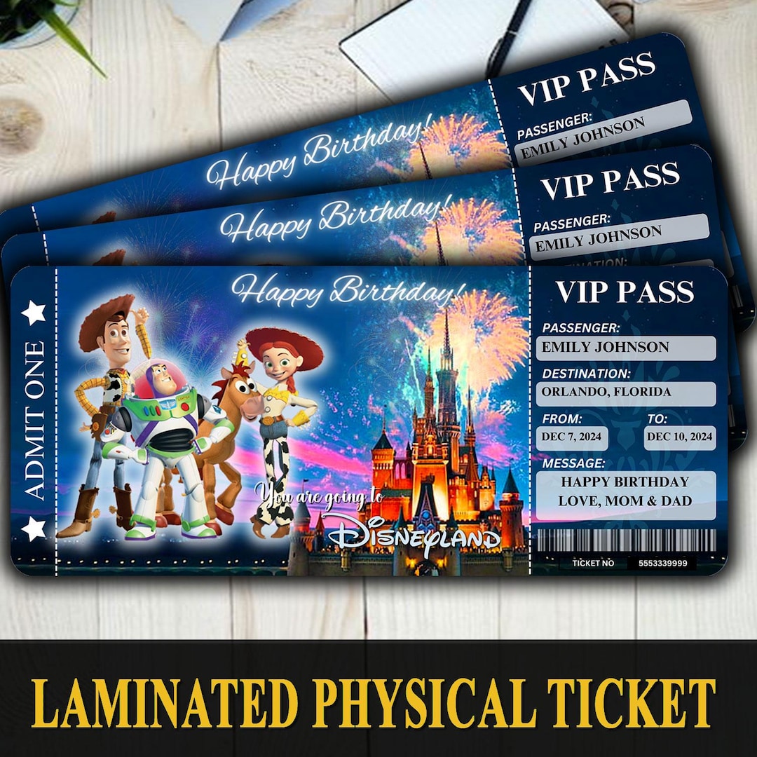 Personalized Disney Ticket, Surprise Reveal, Laminated Keepsake - Etsy