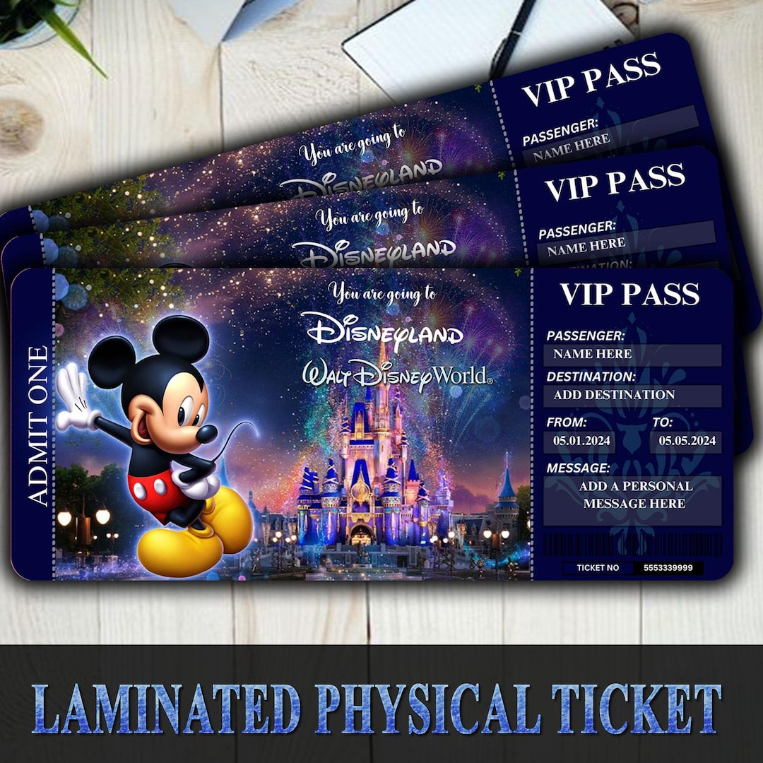 Physical Laminated Disneyworld Ticket Theme Park Surprise Ticket, Gift ...