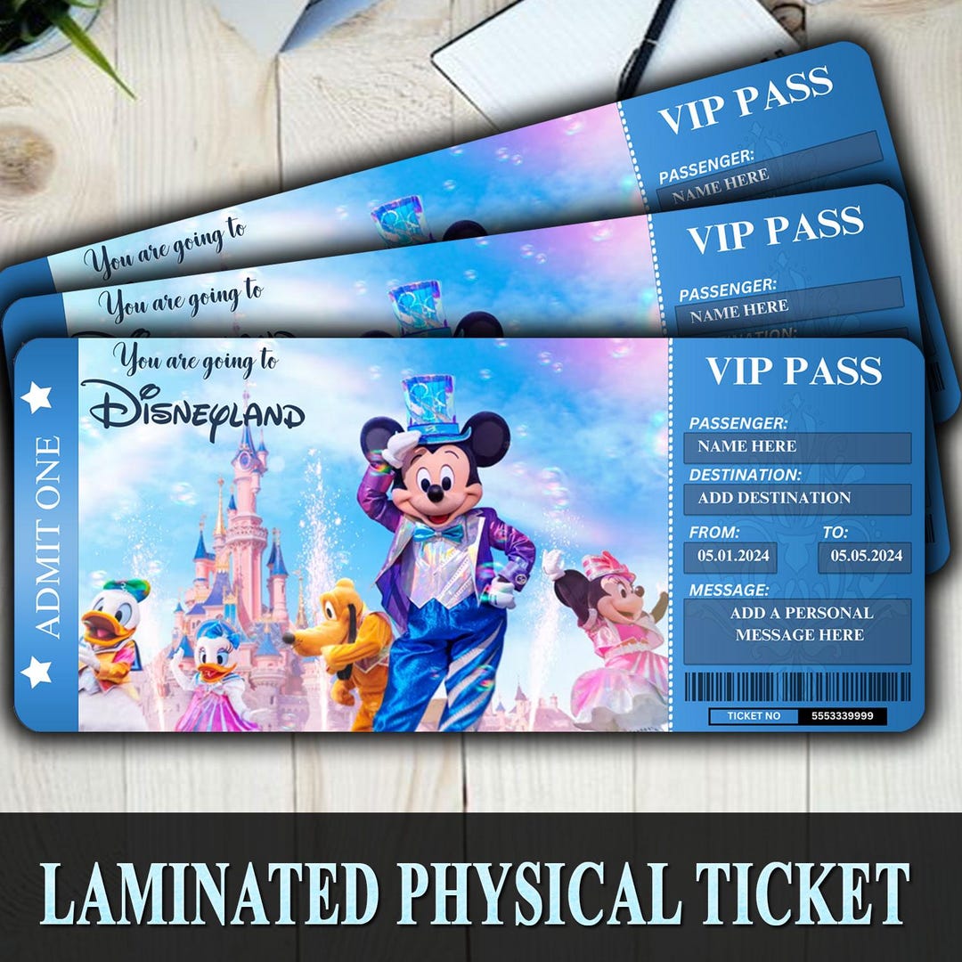 Personalized Disneyworld Ticket Theme Park Surprise Reveal Ticket ...