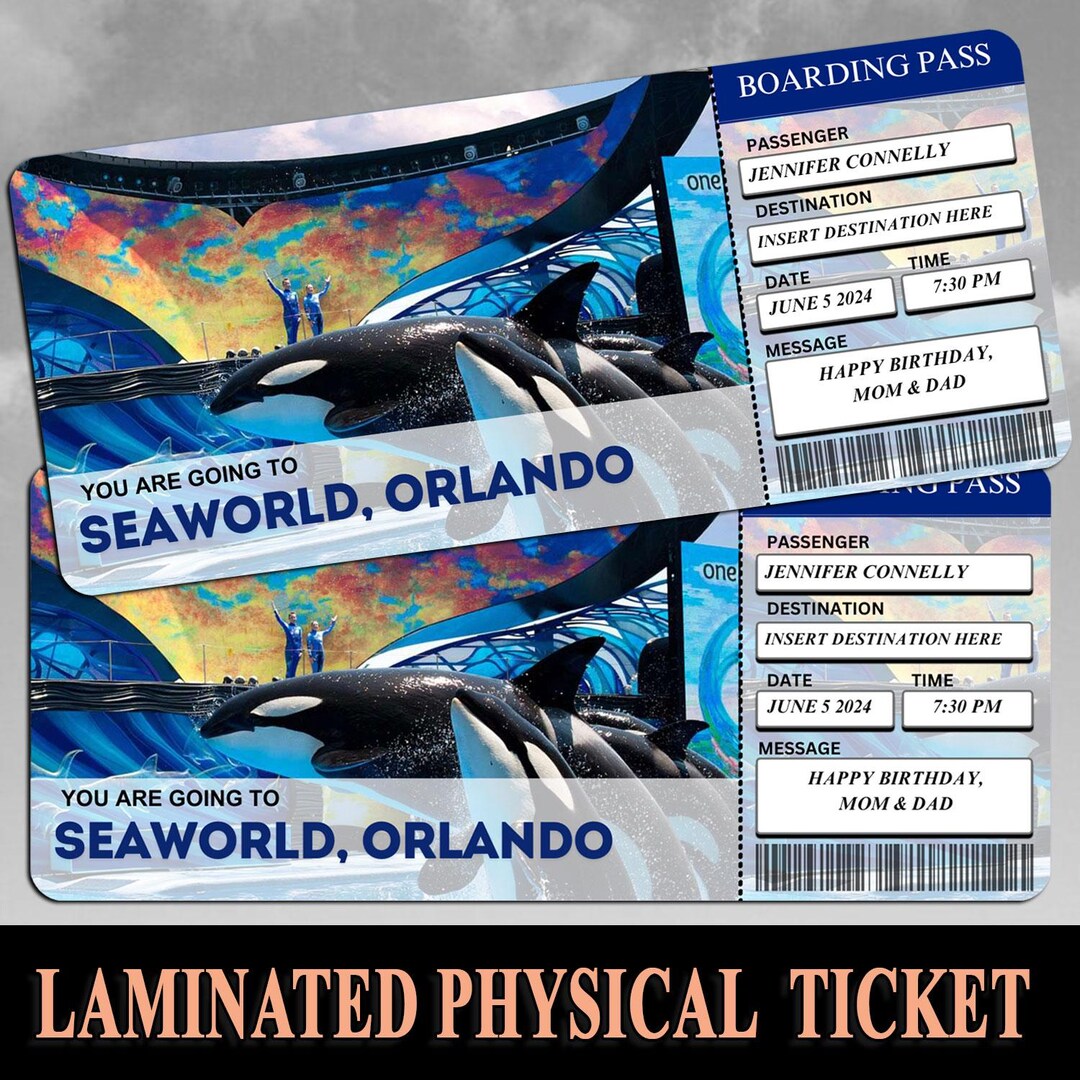 Physical Laminated SEAWORLD Surprise Trip Tickets, Vacation Ticket ...