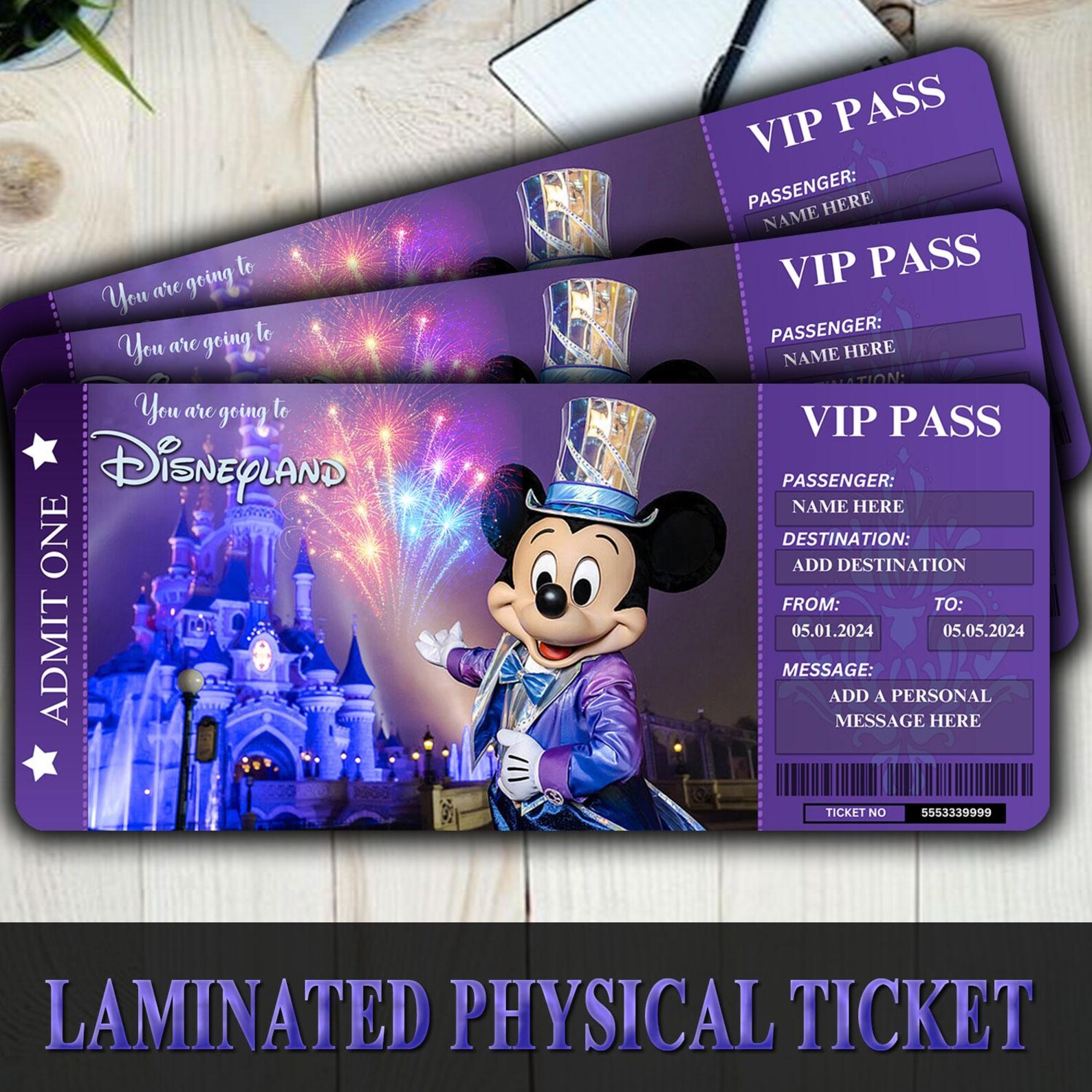 Personalized Laminated Disney Ticket, Surprise Reveal - Etsy