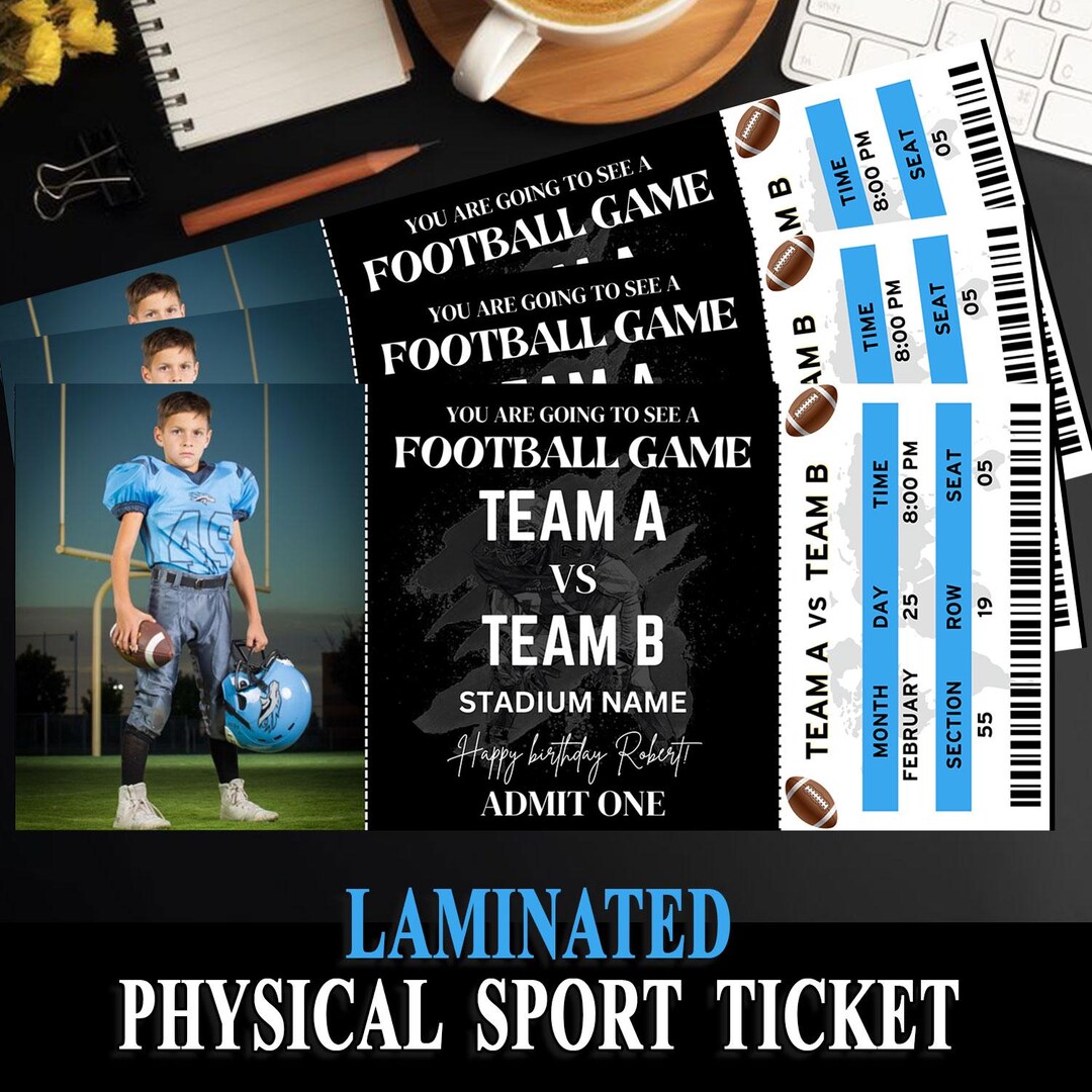 Physical Laminated Sport Ticket, Customizable Football Ticket ...