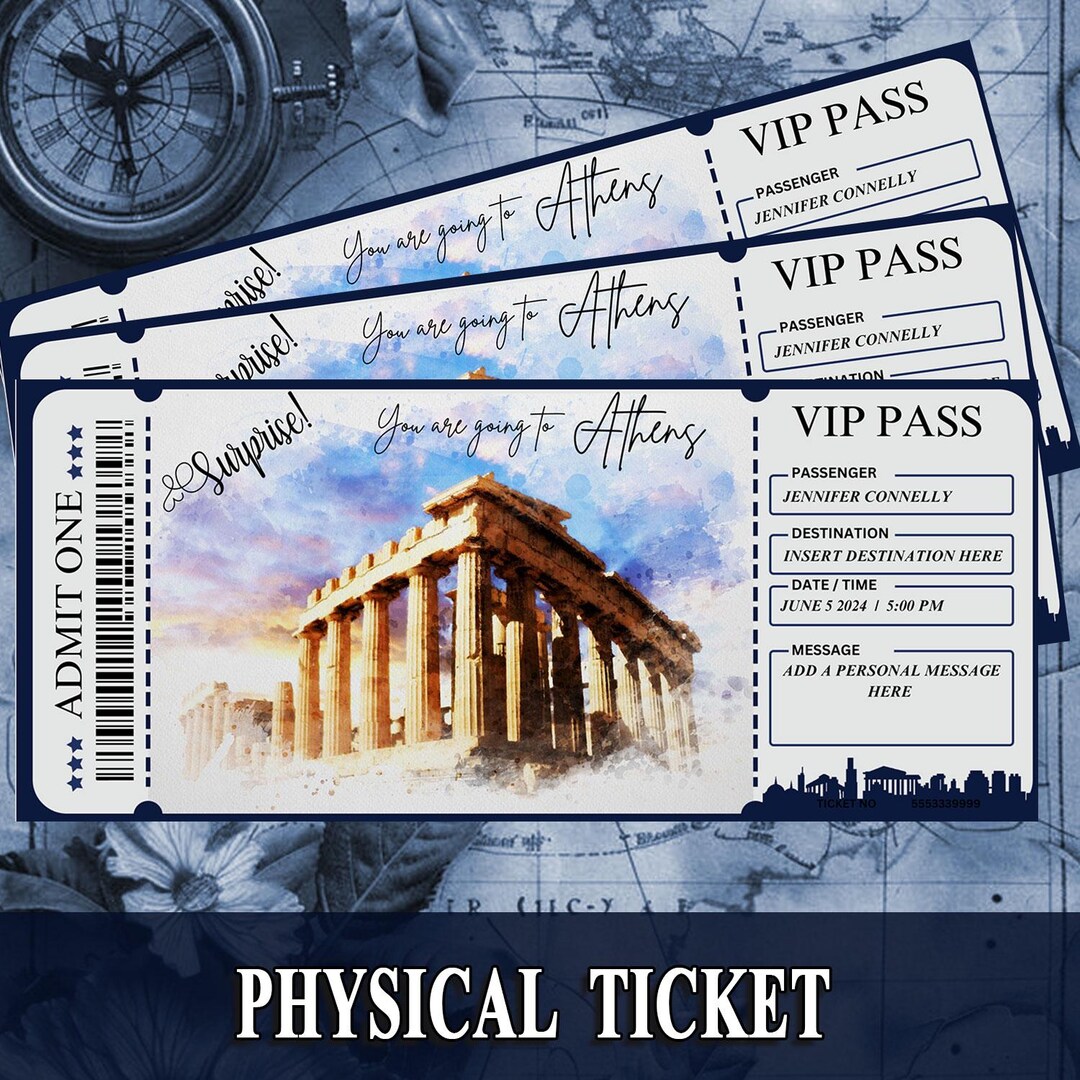 Physical Custom Greece Boarding Pass Ticket, Laminated Airline Ticket ...