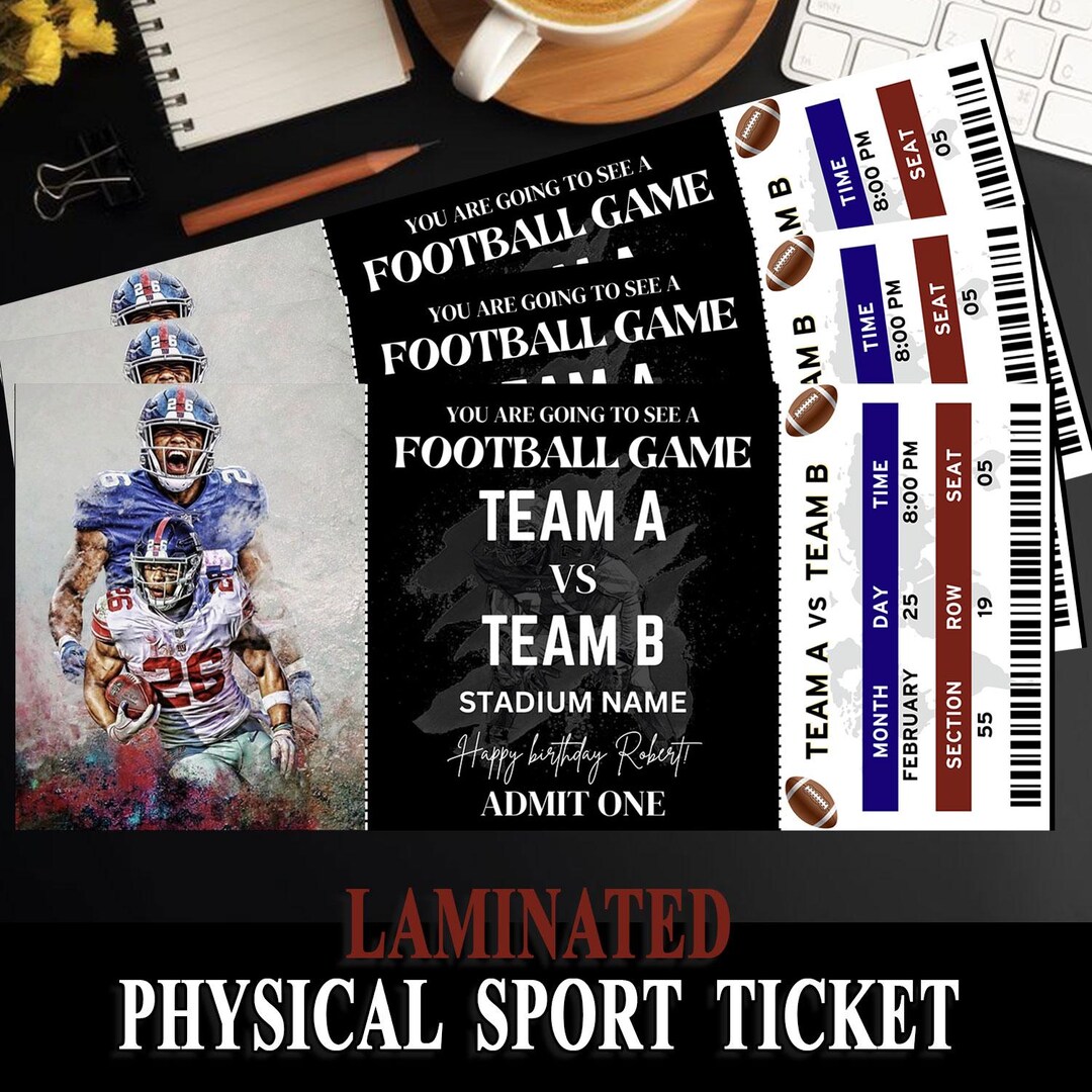 Personalized Laminated Football Game Ticket: Event Souvenir Gift - Etsy