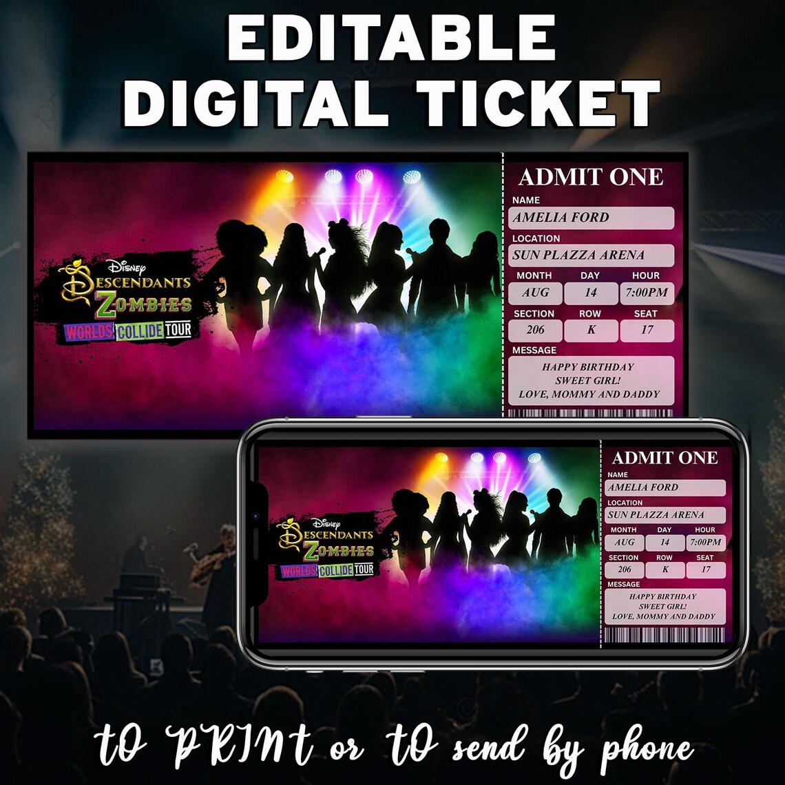 Printable Descendants Zombies Tour Ticket: Keepsake Memorabilia ...