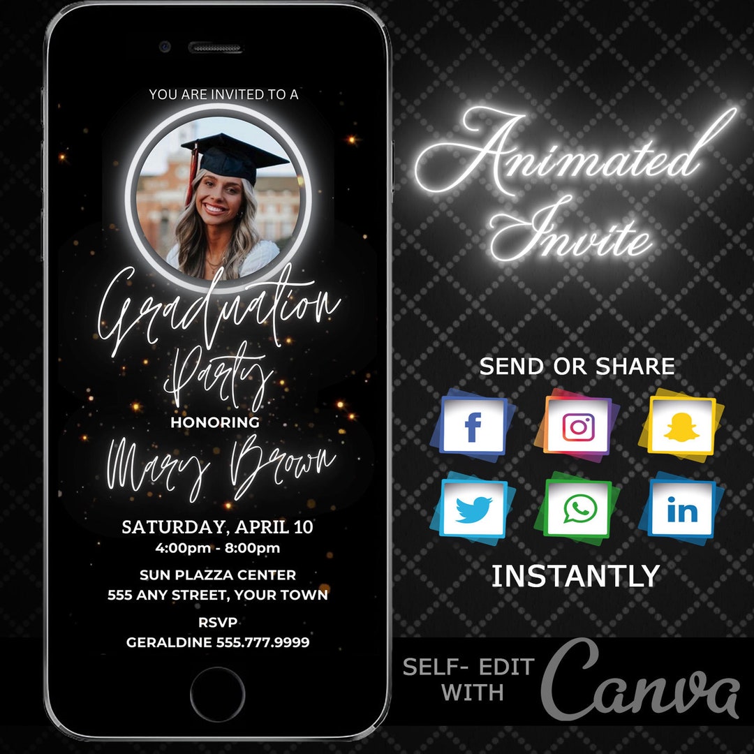 Graduation Invitation Video Template, Senior Graduate Announcement ...