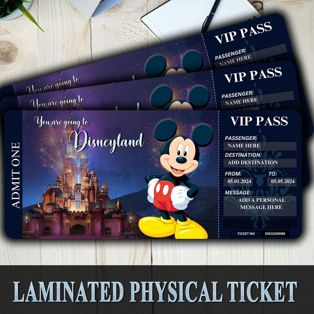 Physical Laminated Disneyworld Ticket Theme Park Surprise Ticket, Gift ...