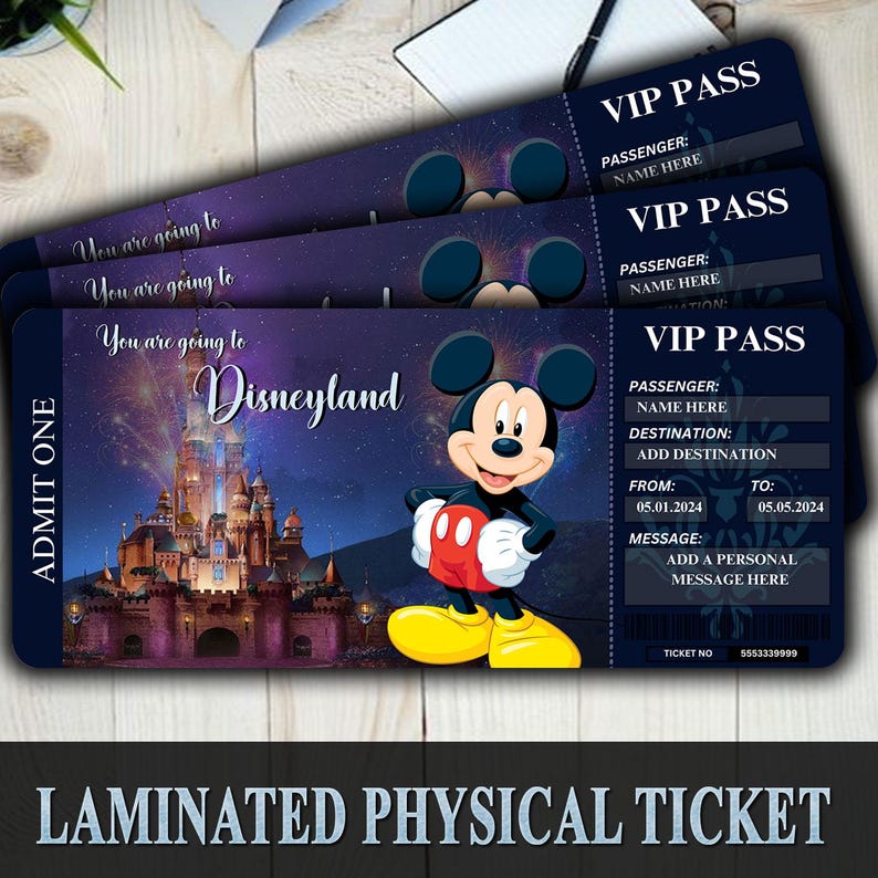 Laminated Disneyland Ticket, Surprise Gift Reveal, Boarding Pass - Etsy
