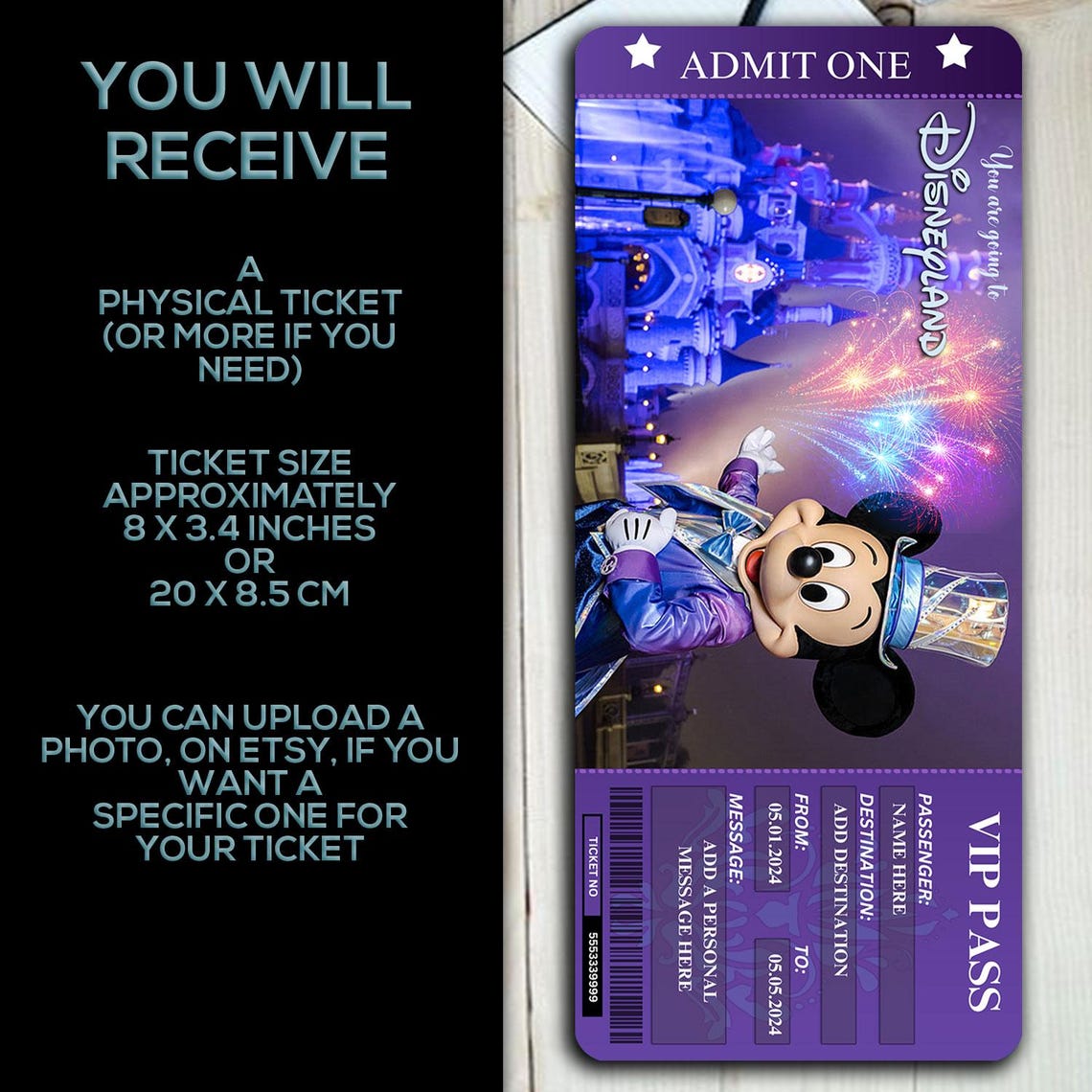 Personalized Laminated Disney Ticket, Surprise Reveal - Etsy