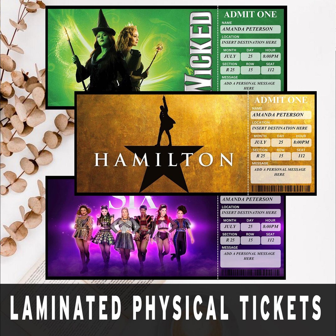 Physical Theatre Ticket Custom Personalized Laminated Broadway Event ...
