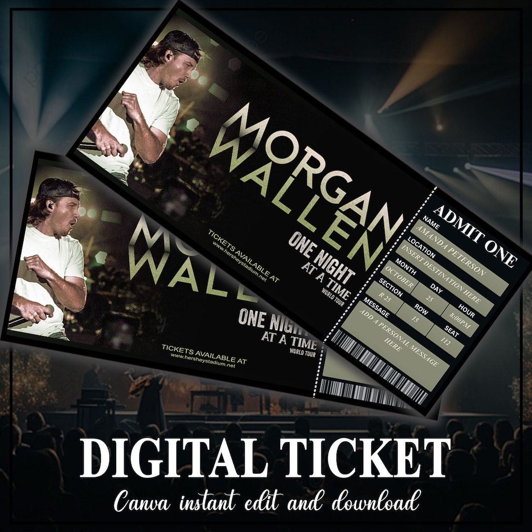 Printable MORGAN WALLEN Ticket One Night at A Time Tour, Printable ...