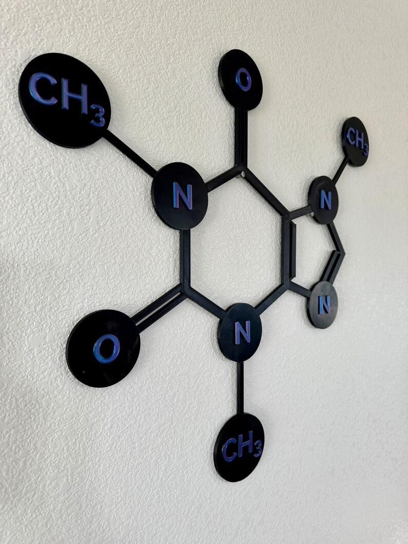 Caffeine Wall Art 3D Print Wall Art Build Kit Caffeine Molecule ...
