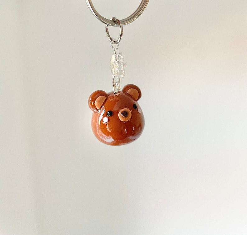 Brown Bear Polymer Clay Star Keyring - Etsy