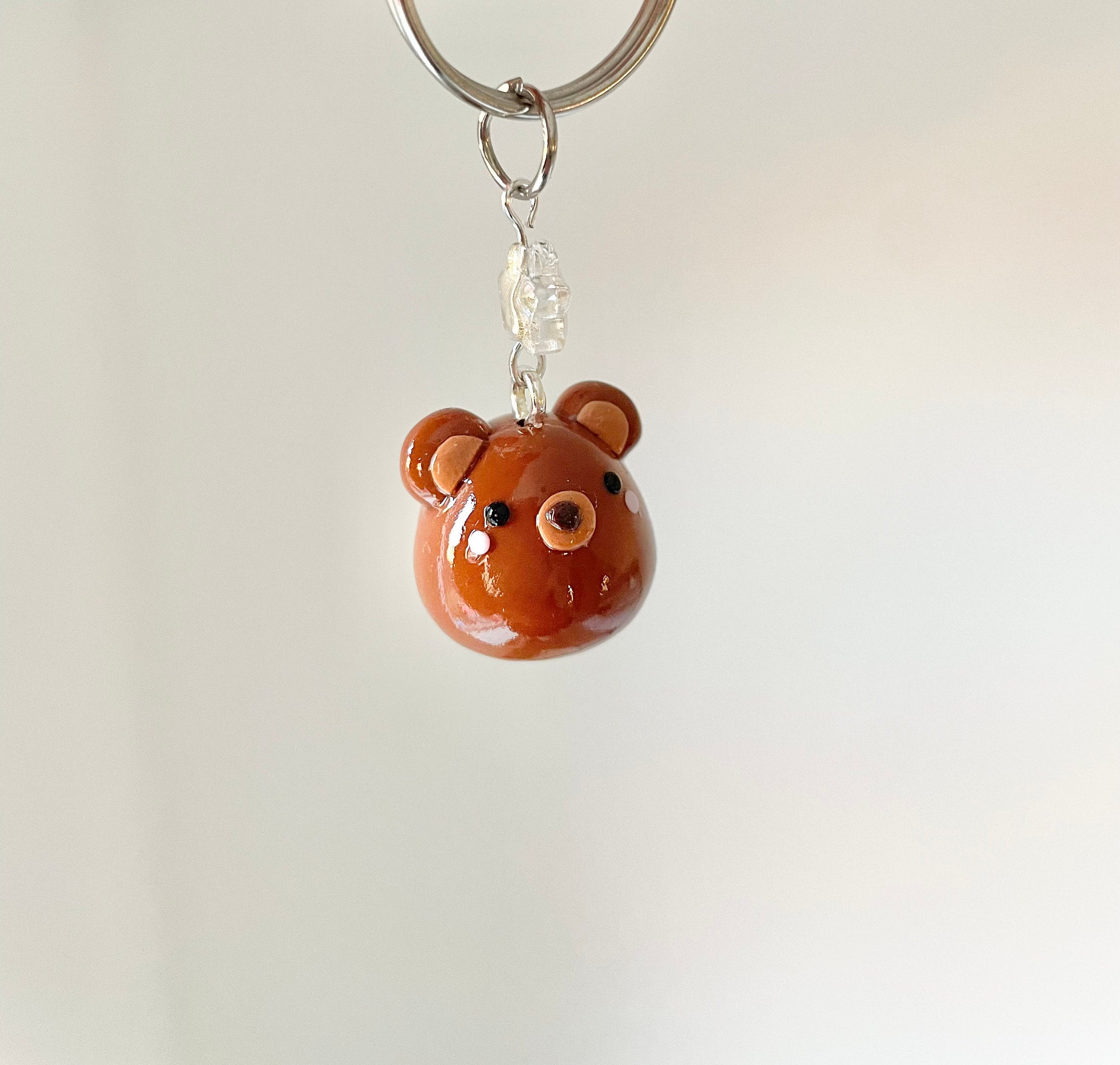 Brown Bear Polymer Clay Star Keyring - Etsy