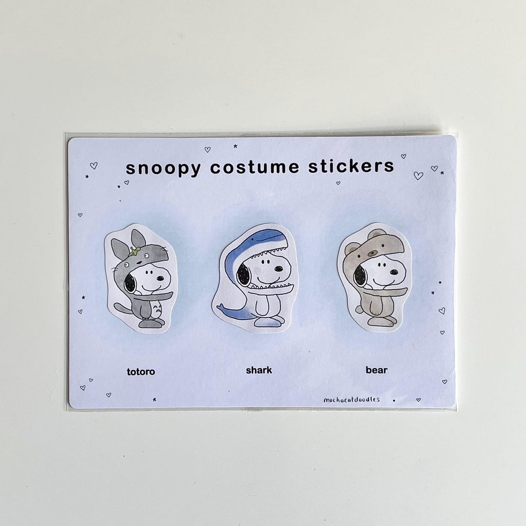 Shark, Bear and Totoro Snoopy Sticker Pack - Etsy