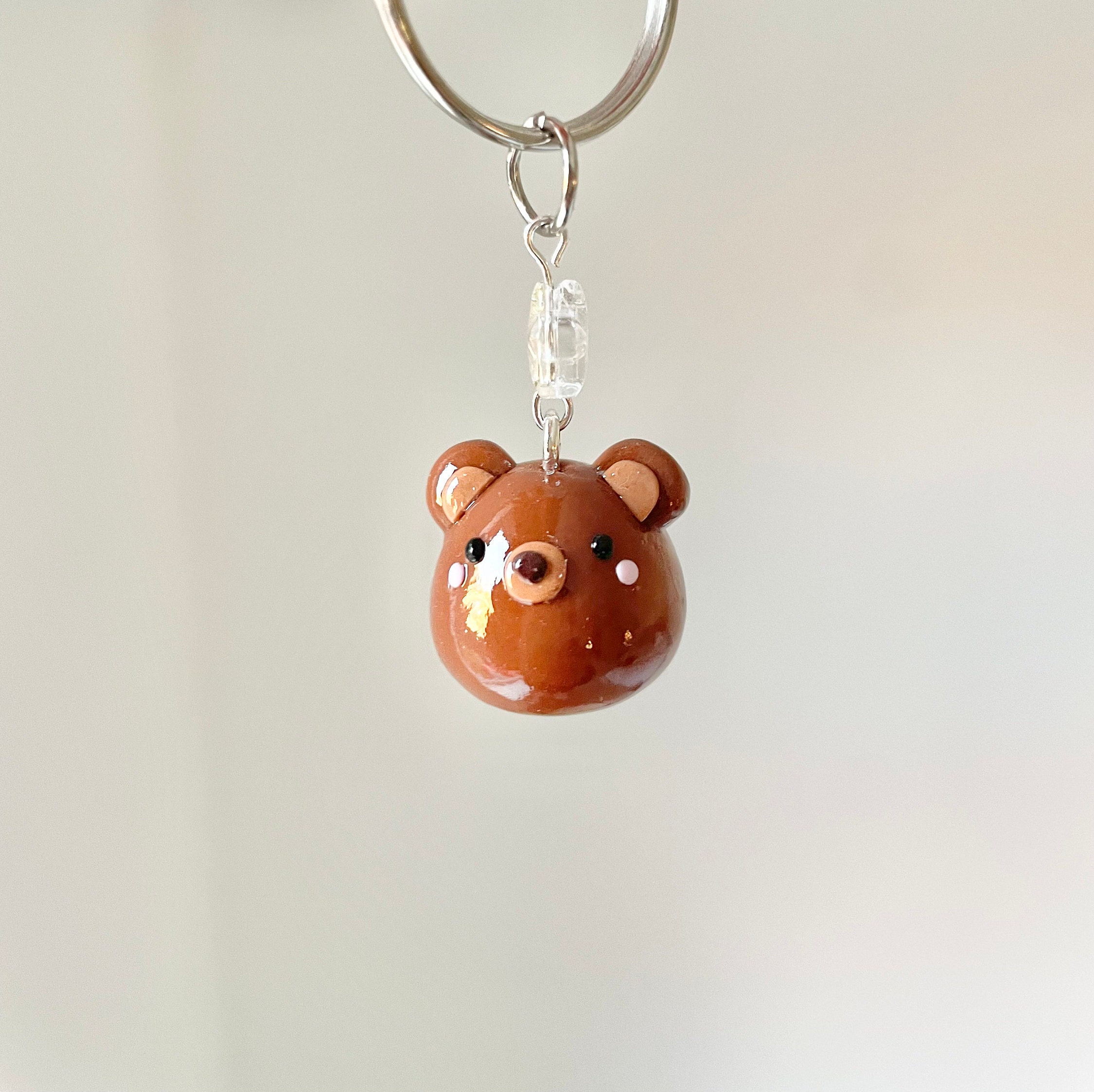Brown Bear Polymer Clay Star Keyring - Etsy