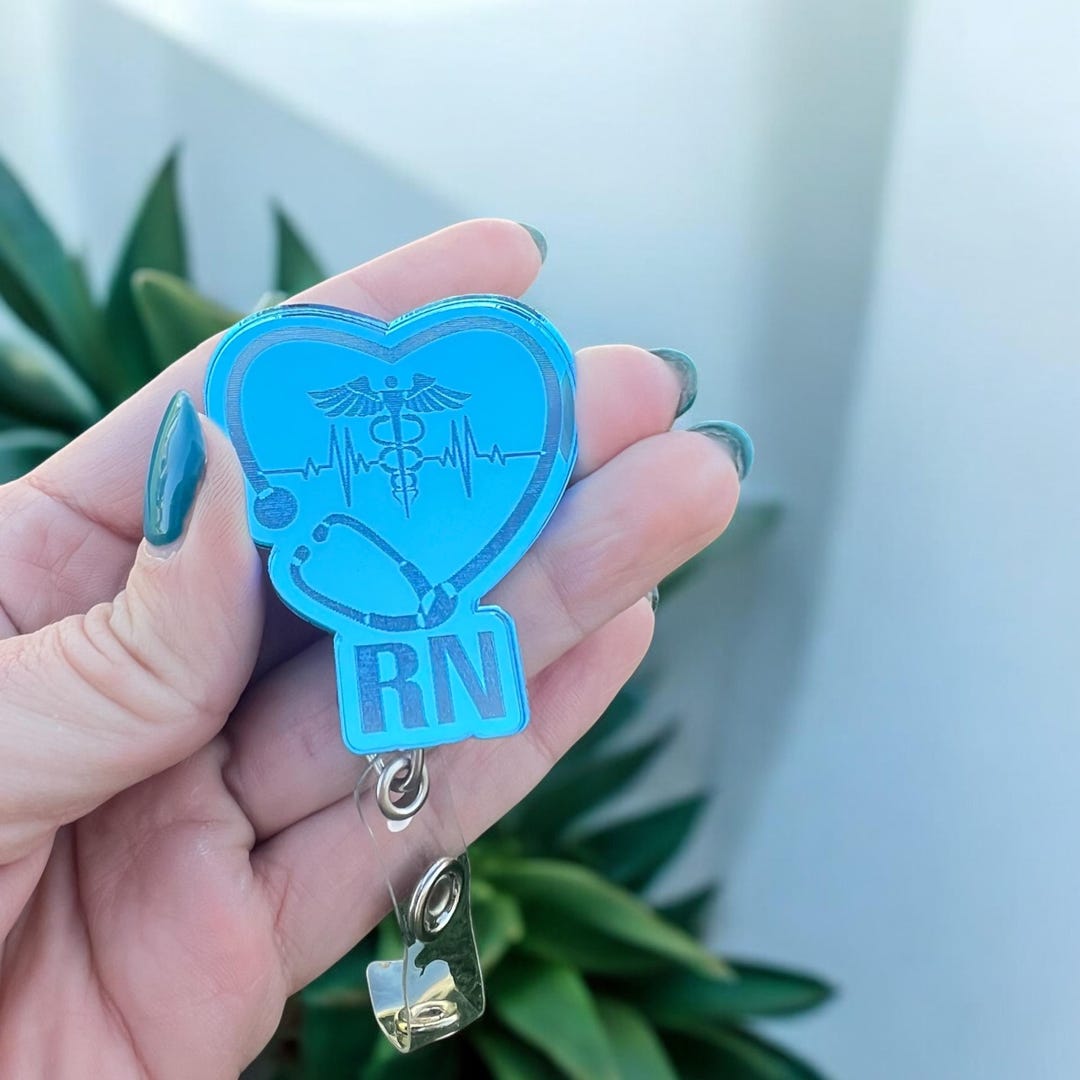 RN Blue Mirror Badge Reel - Etsy