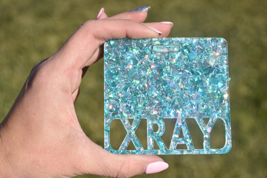 Teal Glitter Badge Buddy-turquoise Badge Buddy-id Holder- X-ray Marker ...