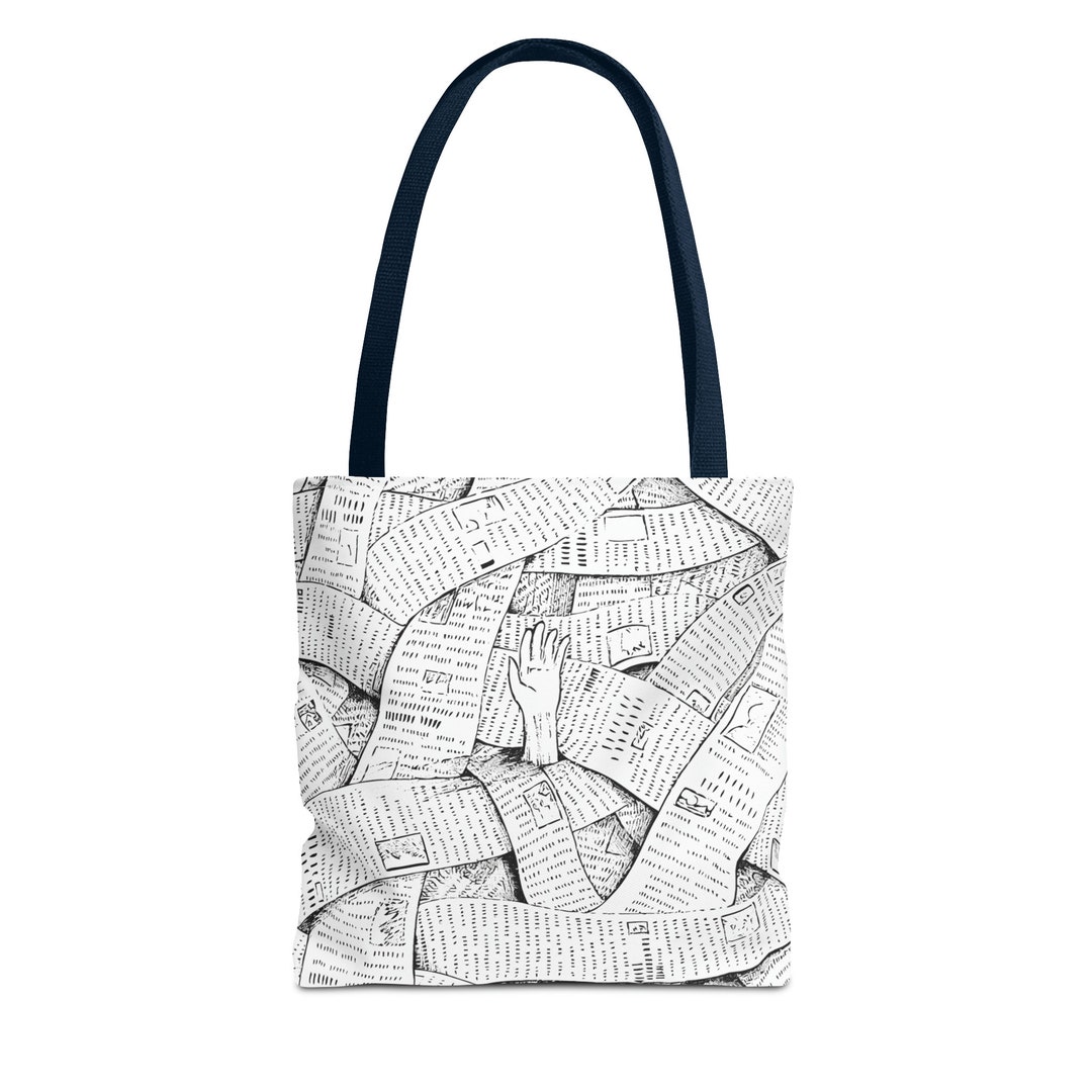 Tote Bag AOP, Pencil Drawing, Hand Drawn, Abstract Illustration Art ...