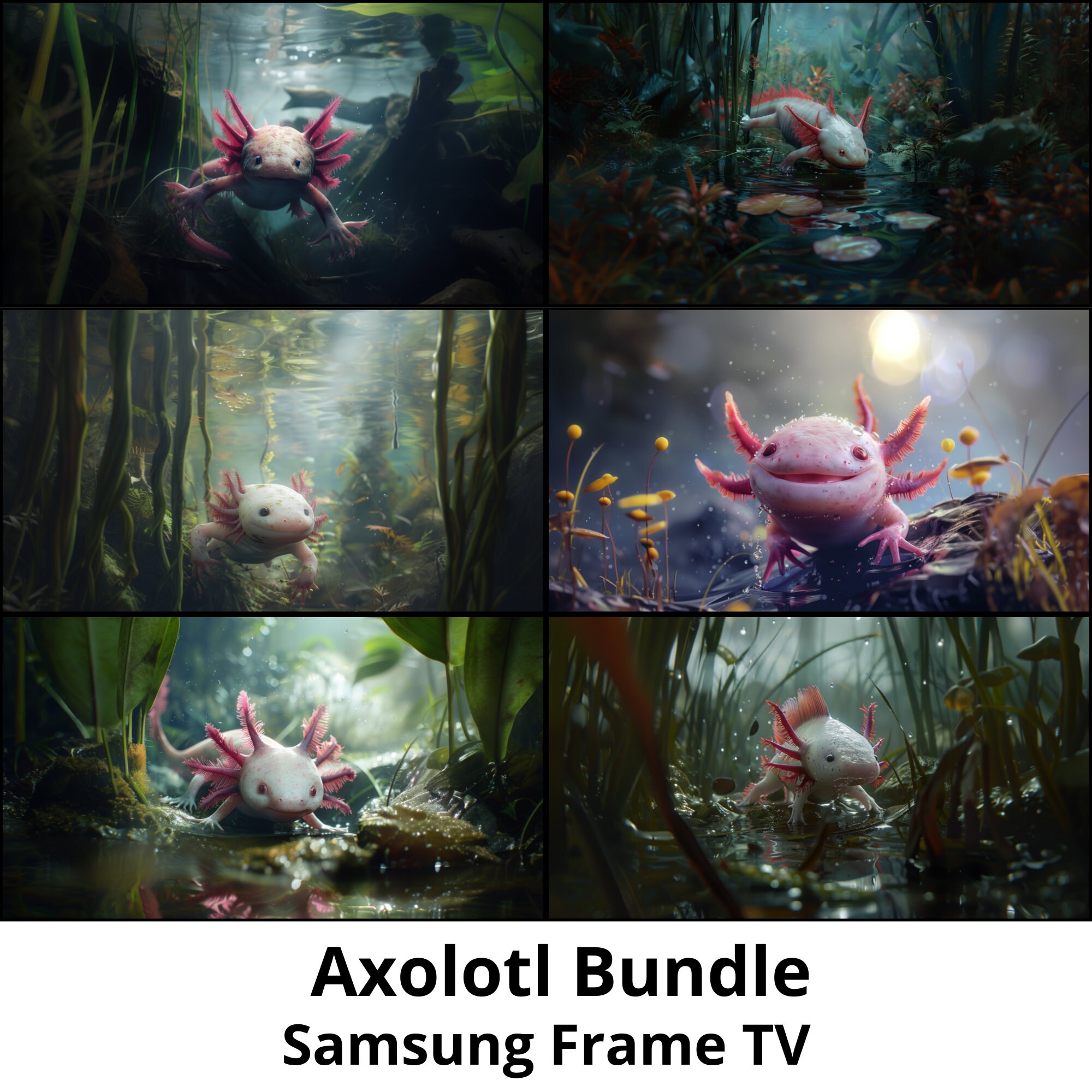 Samsung Frame TV | Axolotl Bundle | 6 Png's for Digital Download ...