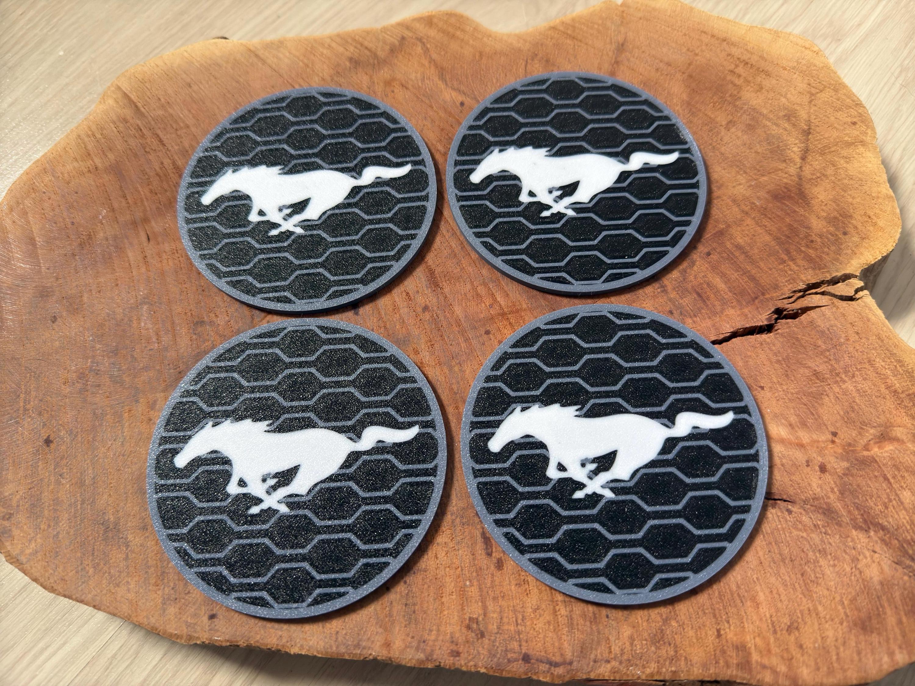 Ford Mustang Logo Coasters - 4 Piece Set, Mustang Pony, Perfect Gift ...