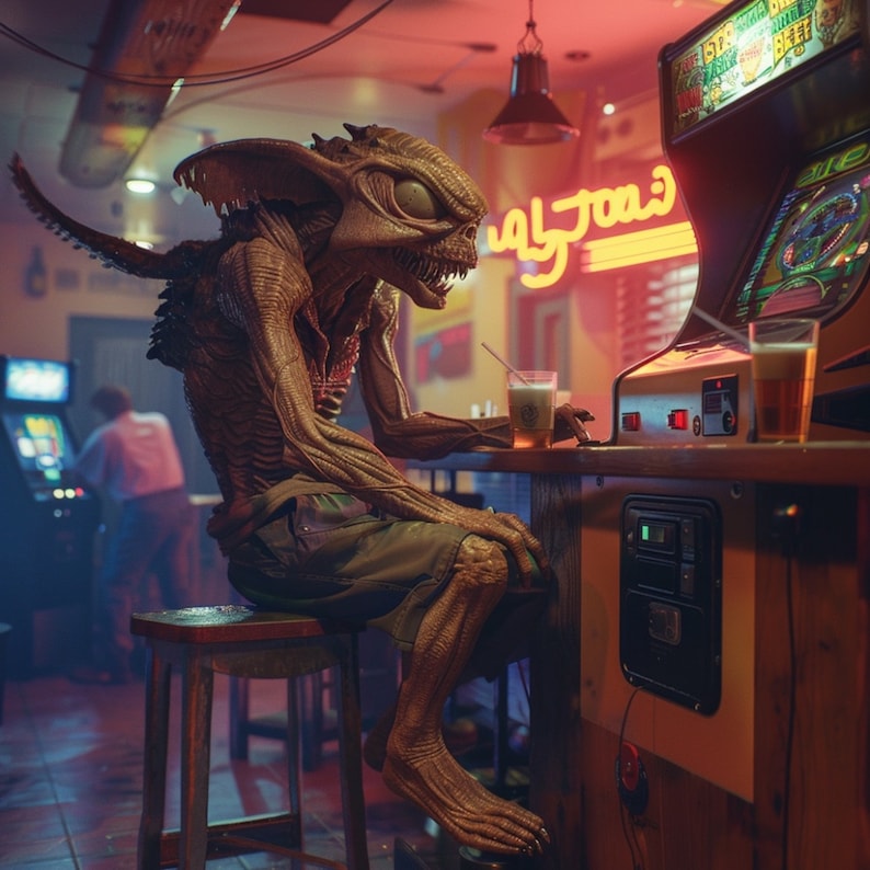 Bar Room Beast Stranger Things Monster Print Art Digital A.I Film ...