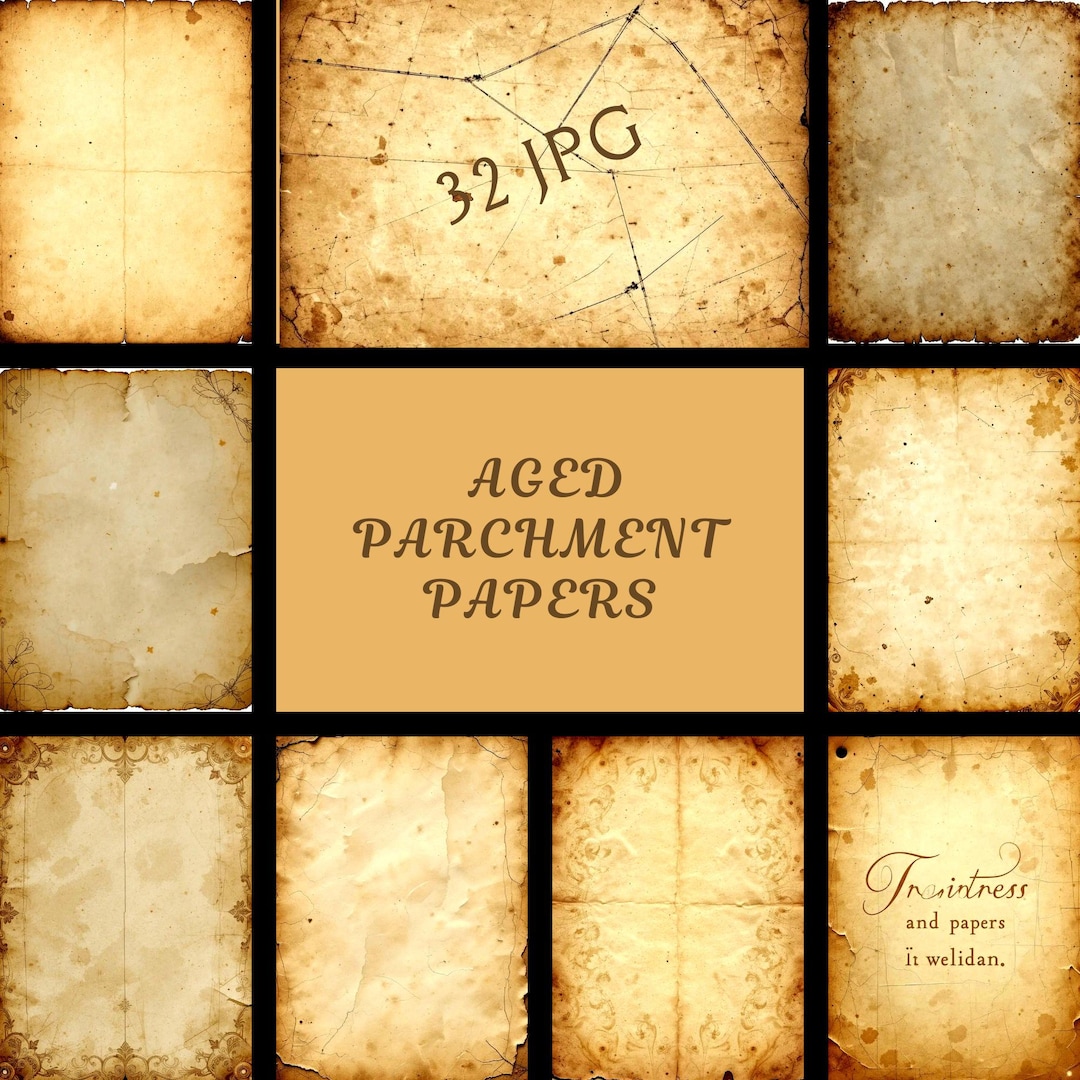 Vintage Parchment Paper Textures: Aged Digital Backgrounds (8.5x11 Inch ...
