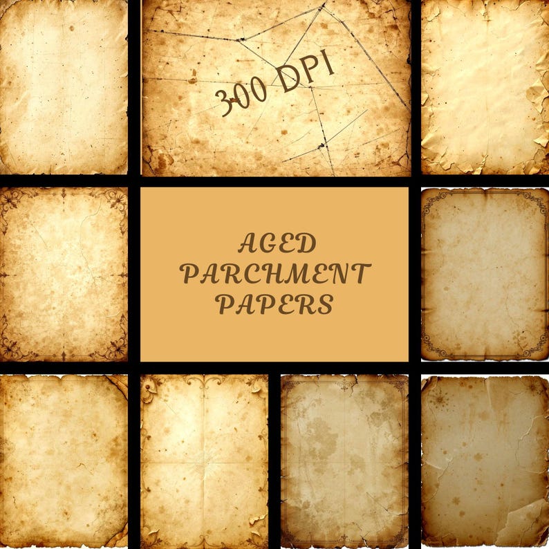 Vintage Parchment Paper Textures: Aged Digital Backgrounds (8.5x11 Inch ...