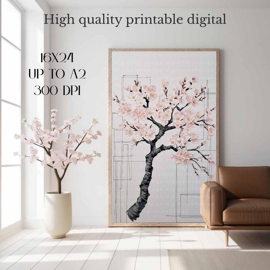 Light Sakura Japanese Style Line Work Minimalist Trendy Vintage Wall ...