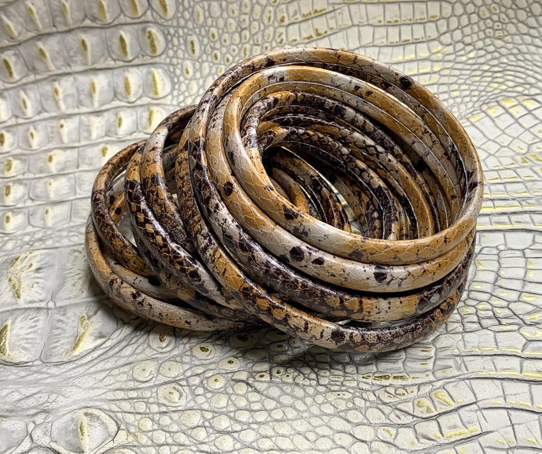 Boa Snakeskin Licorice Leather Cord-tan, Black|10x4mm|faux PU Snakeskin ...