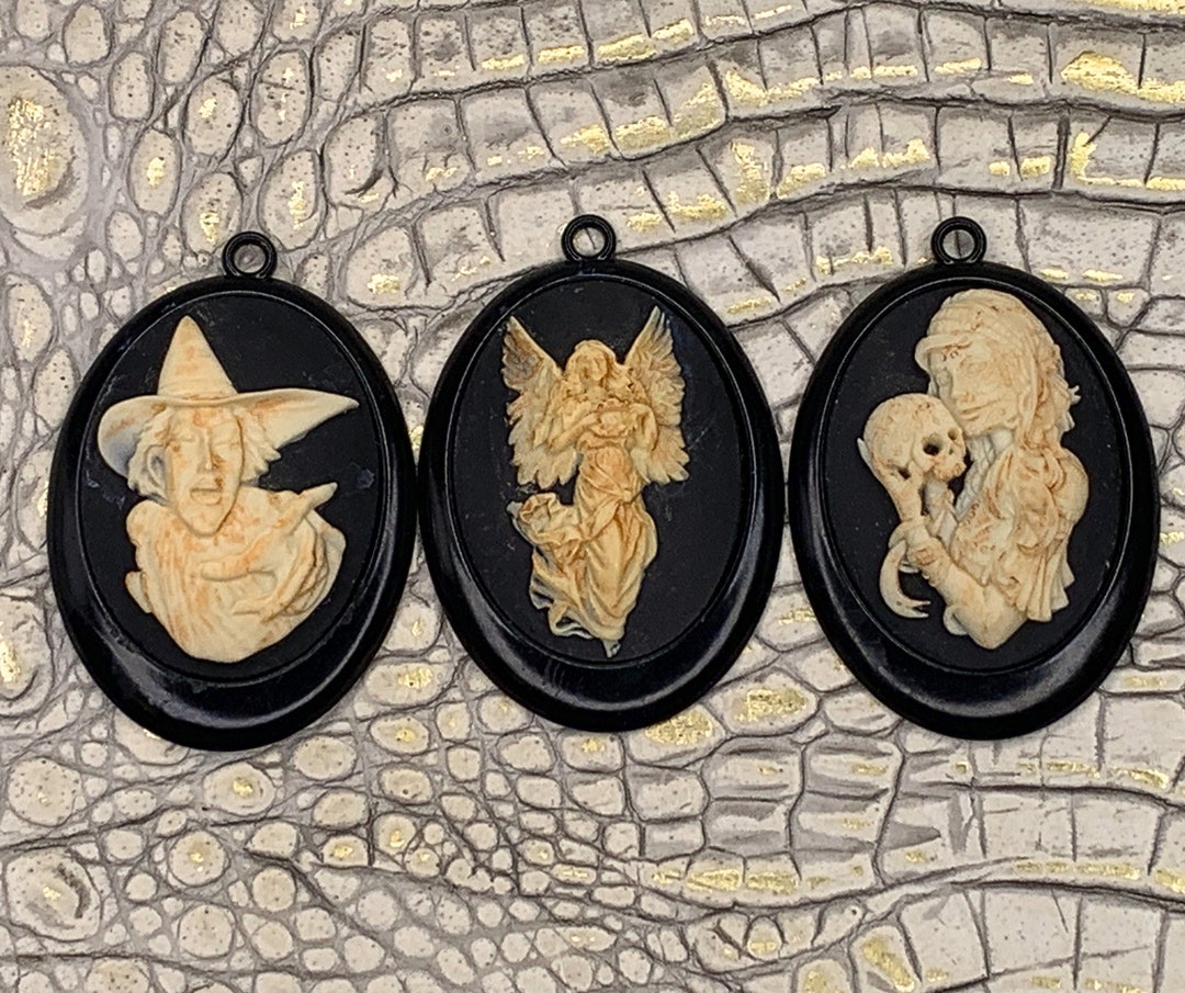 Witch, Zombie, Archangel Pendant|40x30mm Black Brass Bezel Setting ...