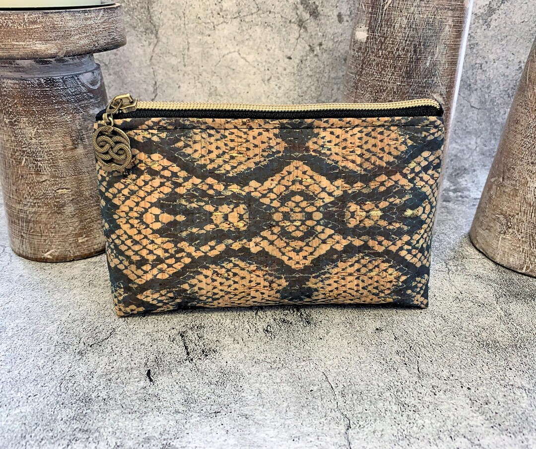Faux Boa Snakeskin Zipper Case, Cork|wide Bottom|ouroborus Snake Zipper ...