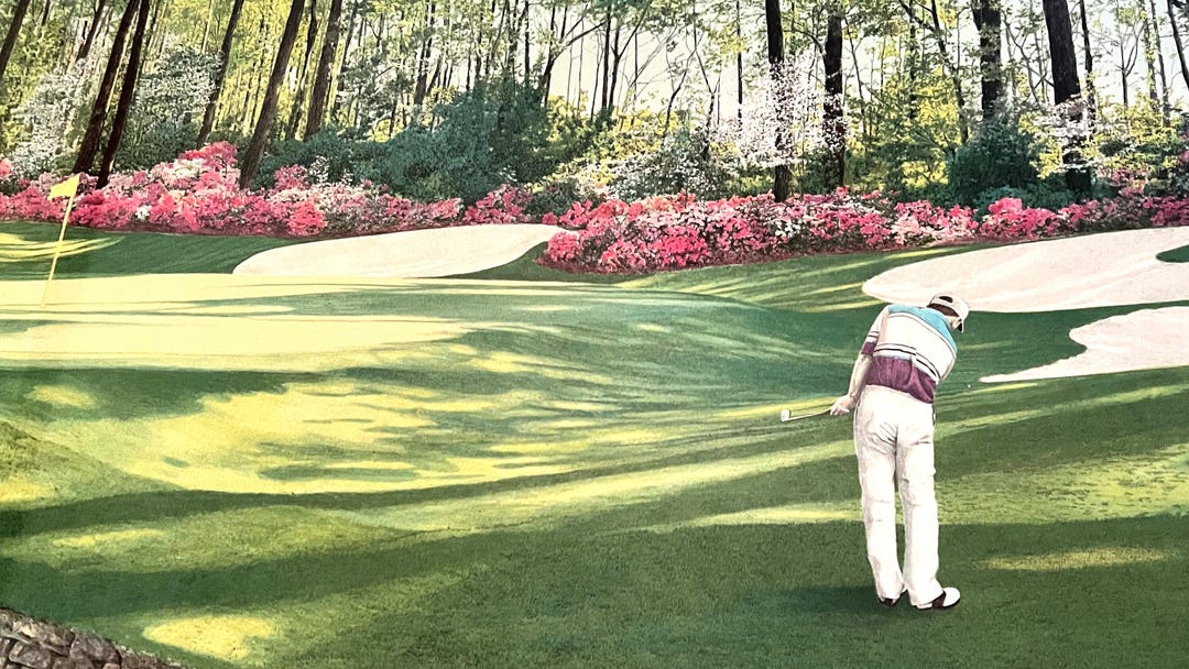 The 13th at Augusta by Helen Rundell, Signed by Golf Legend Sam Snead ...