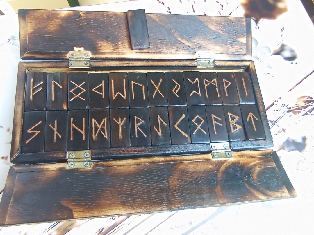 Runic Set,rune Symbols With Special Wooden Box, Handmade Rune Symbols ...