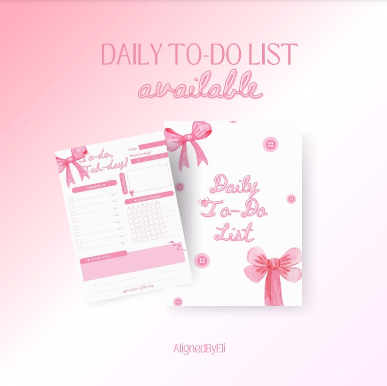 Coquette Daily To-do List Template - Etsy