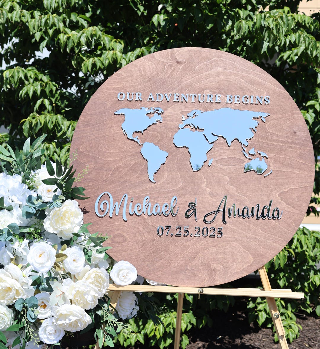 World Map Wedding Guest Book Alternative, Our Adventure Guestbook, Wood ...