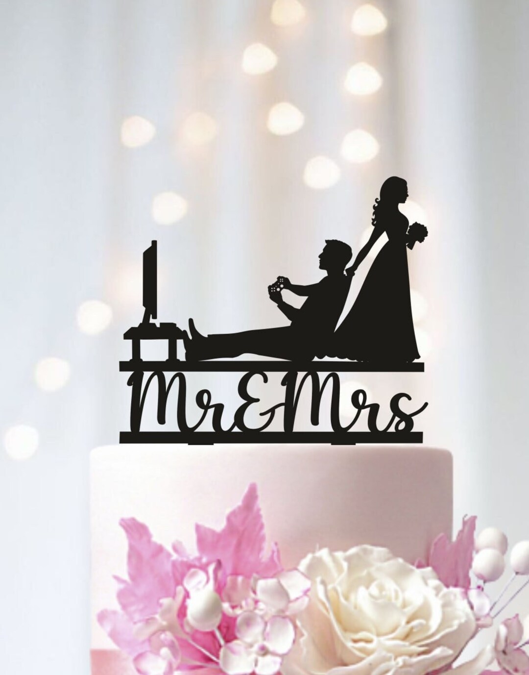 Gamer Wedding Cake Topper, Bride Pulling Groom, Bride Dragging Groom ...