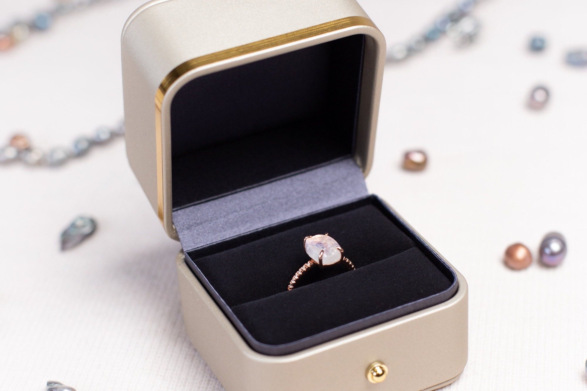 Personalized Proposal Ring Box Leather Ring Box Dainty Engagement ...