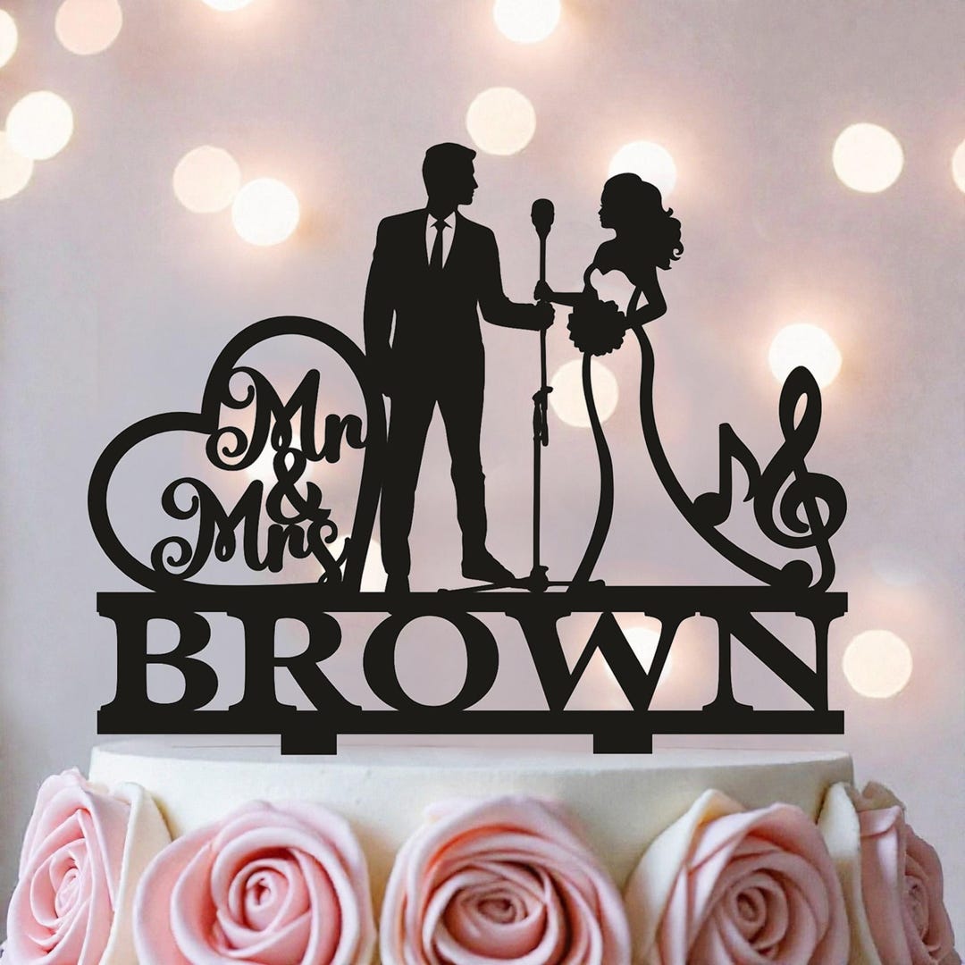 Personalized Singer Couple Wedding Cake Topper: Microphone, Musician - Etsy