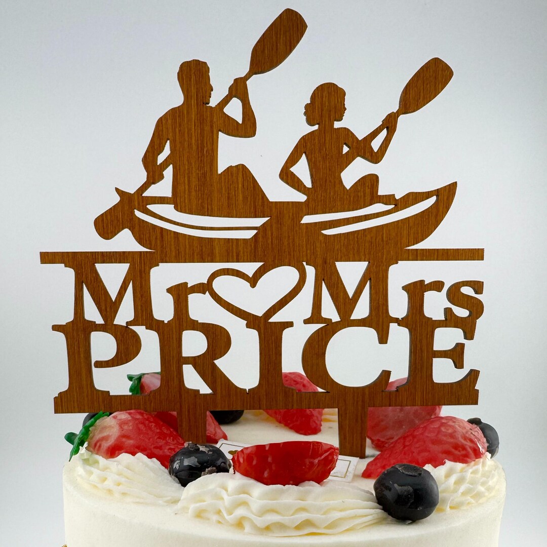Canoe Wedding Cake Topper: Kayak Couple Silhouette, Personalized - Etsy