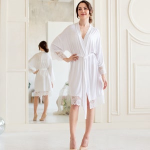 Bridal Robes. Lace Bride Robe. Bridal Robe With Wide Sleeves. White ...