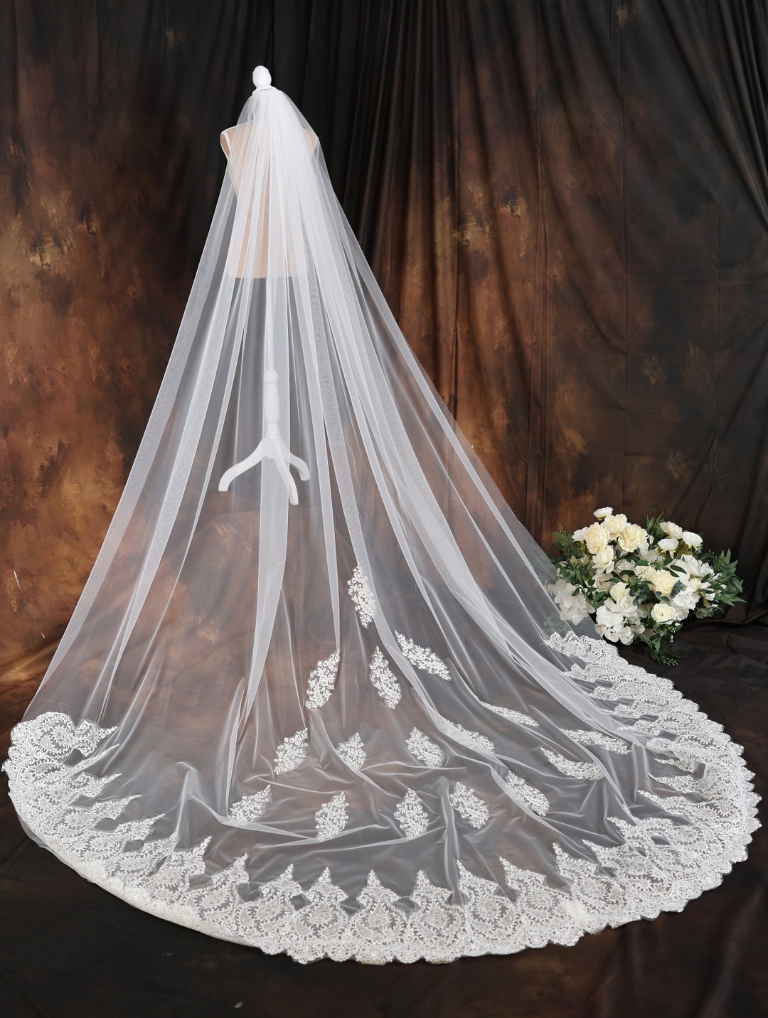 Cathedral Veil, Wedding Veil, Royal Veil, Bridal Veil With Lace, Floral ...