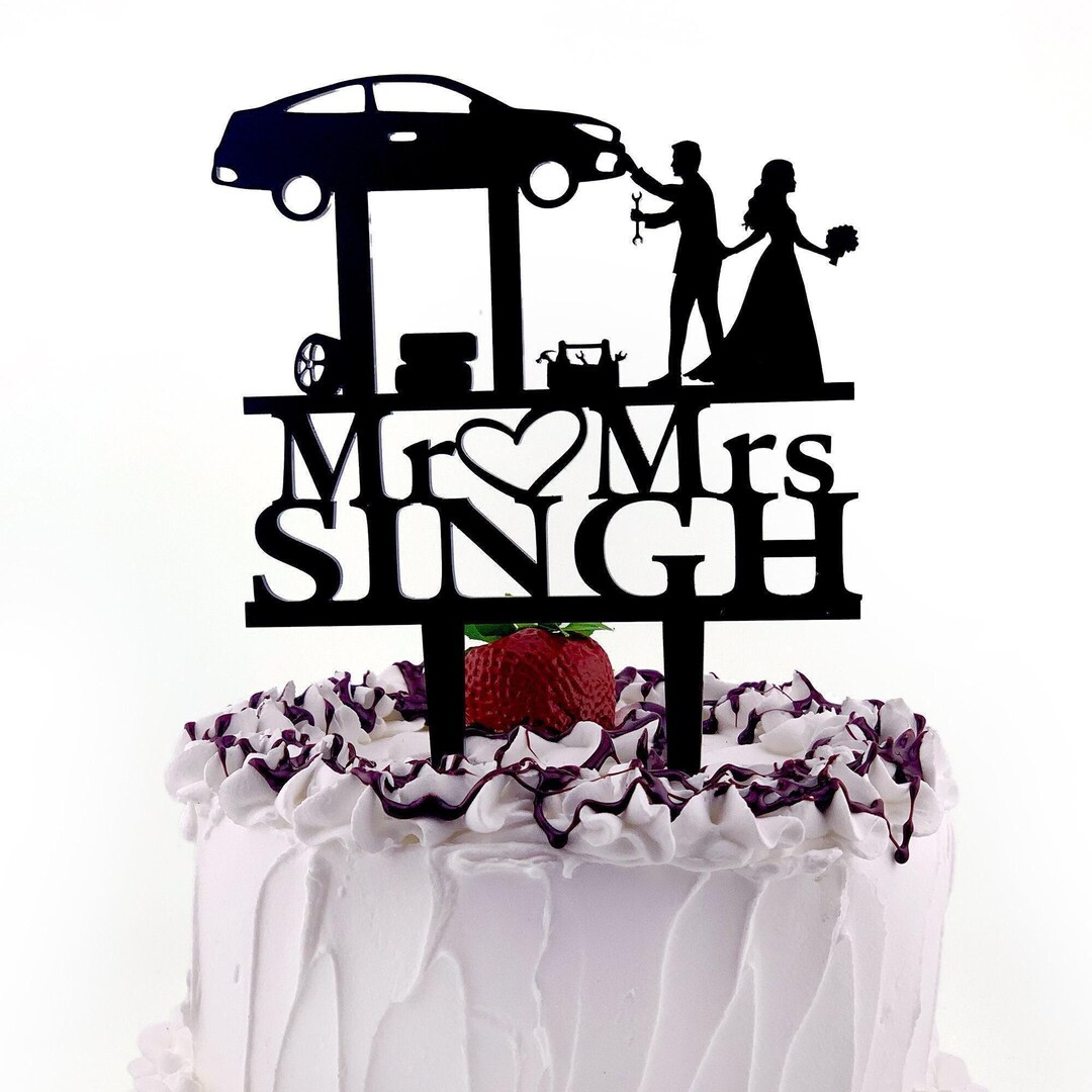 Funny Mechanic Wedding Cake Topper: Bride Dragging Groom, Wrench ...