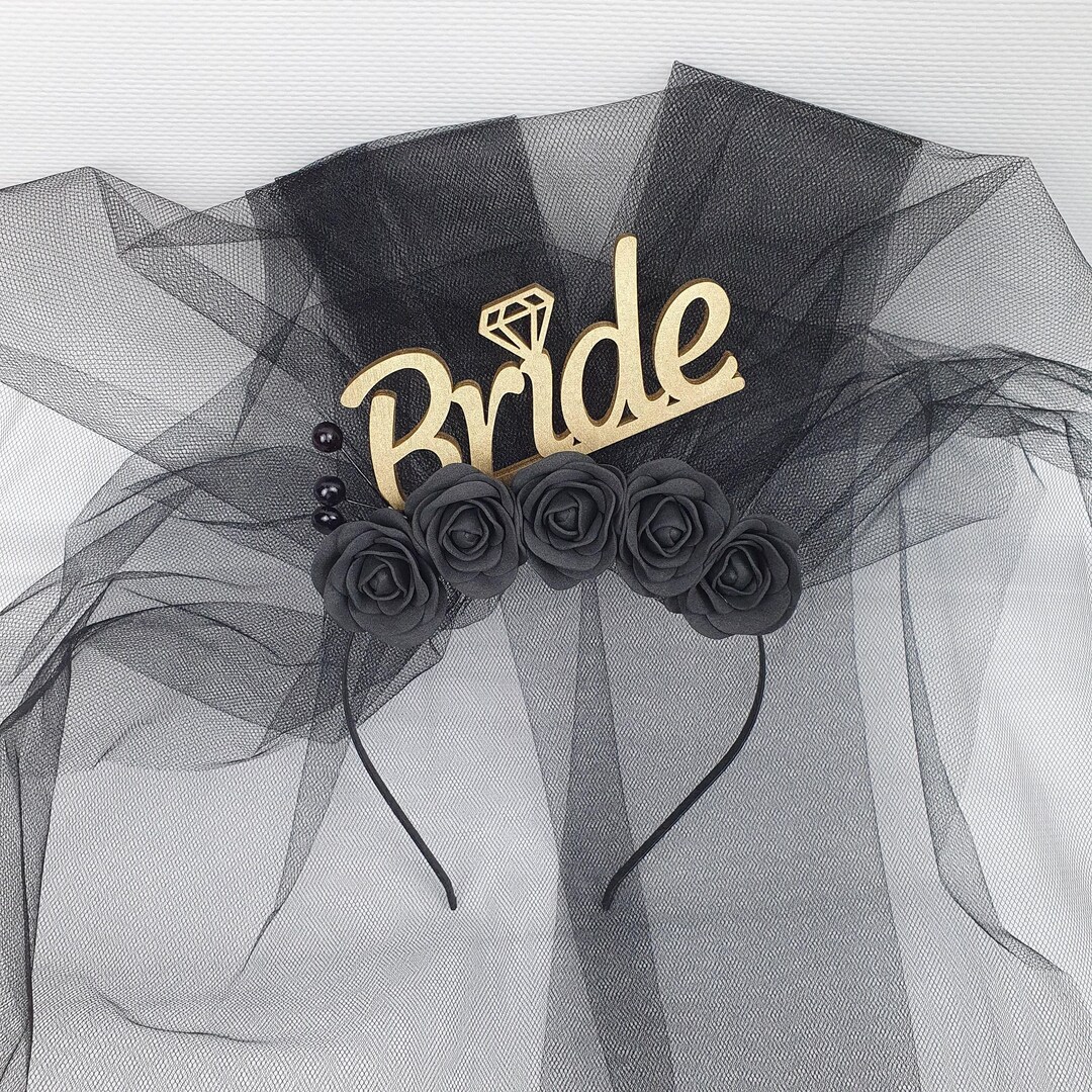 Gothic Bachelorette Party, Black Bride to Be Headband, Black Bridal ...