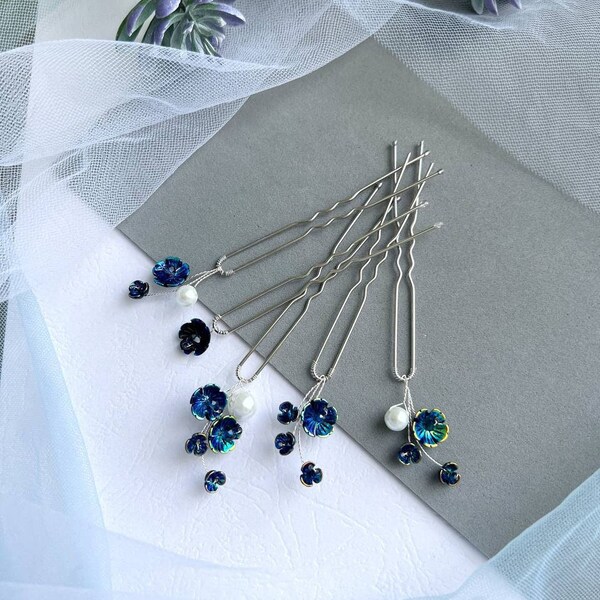 Blue Hair Pins - Etsy